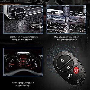 Car Key Fob Keyless Entry Remote Compatible with Toyota Avalon 2005-2008/ Solara 2004-2008/ Sequoia 2008 - 2017/ Highlander 2008-2013 Keyless Entry Remote Control Uncut Flip Replacement for GQ43VT20T