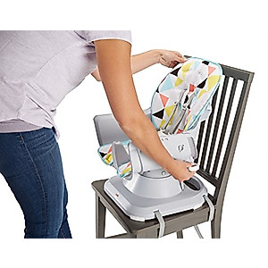 Fisher-Price Baby to Toddler High Chair SpaceSaver Portable Dining Seat & Booster with Washable Deep Tray & Liner, Windmill