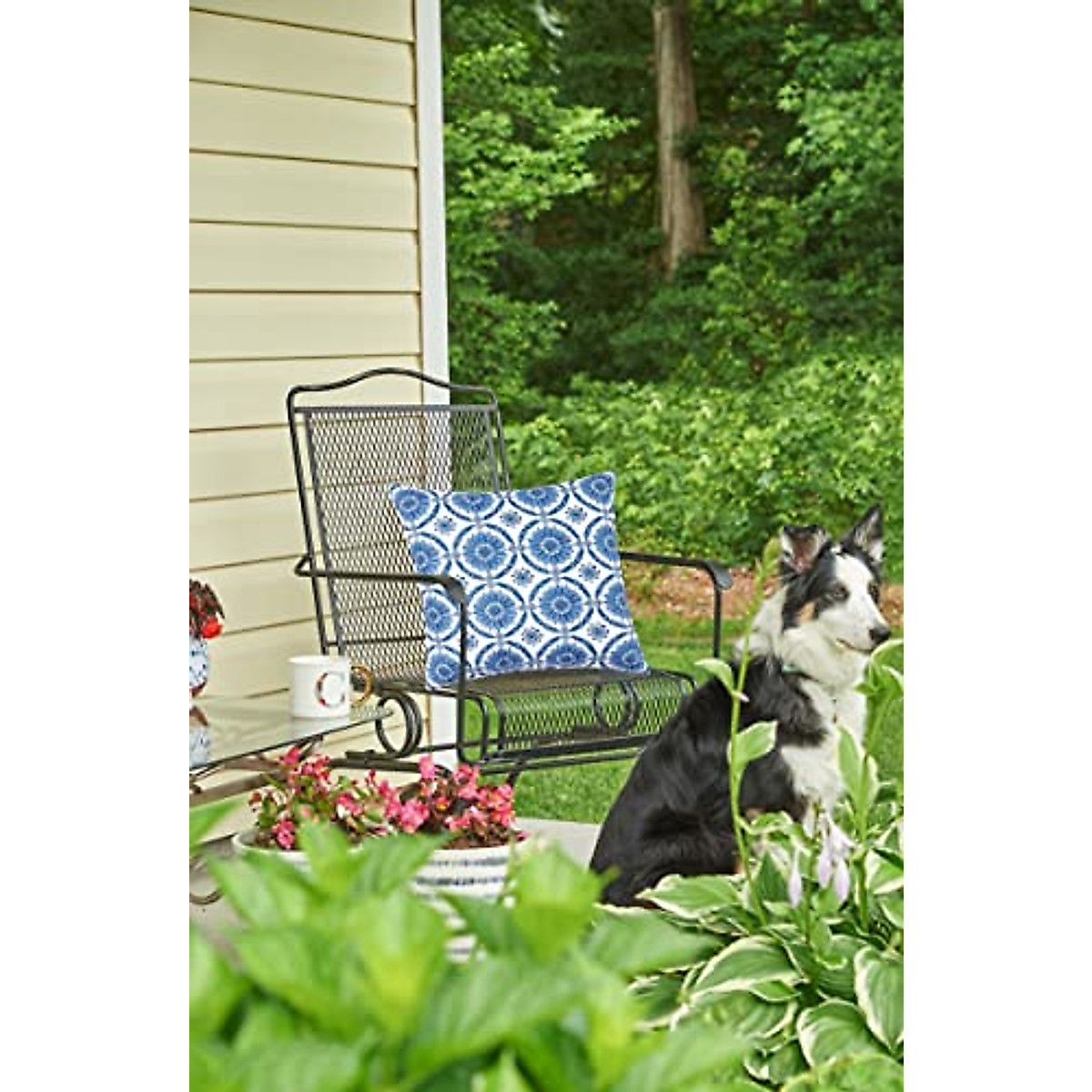 C&F Home Colonial Williamsburg Delft Garden Blue & White Geometric Premium Indoor/Outdoor Pillow Decor Decoration Accent Throw Pillow 18" x 18" Blue