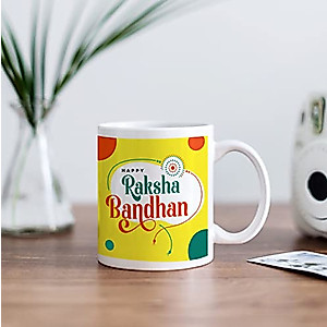 TIED RIBBONS Rakhi for Brother with Gift Set | Rakhi for Bhaiya | Bhai Rakhi Set for Brother - Raksha bandhan Rakhi Thread | Cushion with Filler (12 x 12 Inch) | Coffee Mug (10 Oz) | Greeting Card