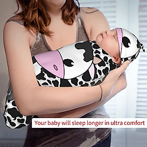 Yiftd Swaddle Blanket Cow Print and Cow Soft Fleece Baby Blanket Newborn Plush Receiving Blanket for Boys Girls Swaddling Wrap Set Sleeping Bag for Toddler Infant