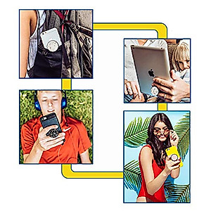 4 Pack Cell Phone Stand，Multi-Function Cellphone Foldable Finger Grip Holder for Smartphone and Tablets - Gold Geometric White Marble Black