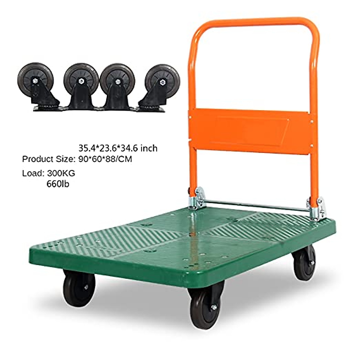 Generic Hand Trucks Platform Truck Foldable Moving Hand Truck Rolling Push Cart 360 Degree Wheels Weight for Warehouse Basements Capacity Load 660 lb Push Cart (Color : Q 3)