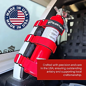 Bartact - Padded Roll Bar Fire Extinguisher Mount for Vehicle Holder with Adjustable Steel Brackets, US Made Anti-Fade Off-Road for Jeep Fire Extinguisher Holder, Jeeps TAOFEHR, Red (2.5-5 lbs)