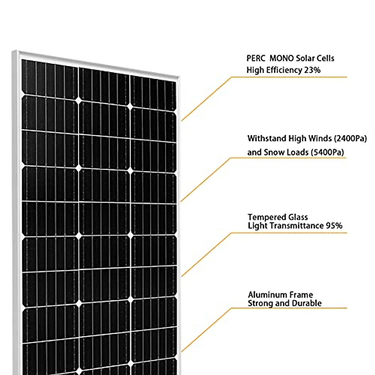 XINPUGUANG Solar Panel Kit 100 Watt 12 Volt PERC Monocrystalline 10A 12V/24V Charge Controller + Solar Extension Cables + Mounting Brackets Off Grid System for Homes RV Boat Cabin (100W Solar Kit)