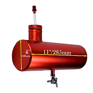 JMCHstore Aluminum Mini bike Gas Fuel Tank Cylinder 4x11'' for Coleman Baja Montser Mega moto Predator Hemi non 212 Engine, Massimo Axis RealTree Motovox Mototec Dirt Gas Bike, Go Kart Parts (Red)