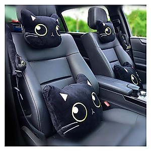 Hhhong Cute Cat Owl Cartoon Car Neck Pillow Headrest Car Seat Belt Shoulder Pad Sets Travel Mat Cat Rearview Mirror Cover (Color : 1pc seat Belt Cover)