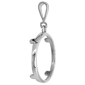Sterling Silver Quarter Dollar Bezel 24 mm Coins Prong Back Round Edge 25 Cent Coin NOT Included