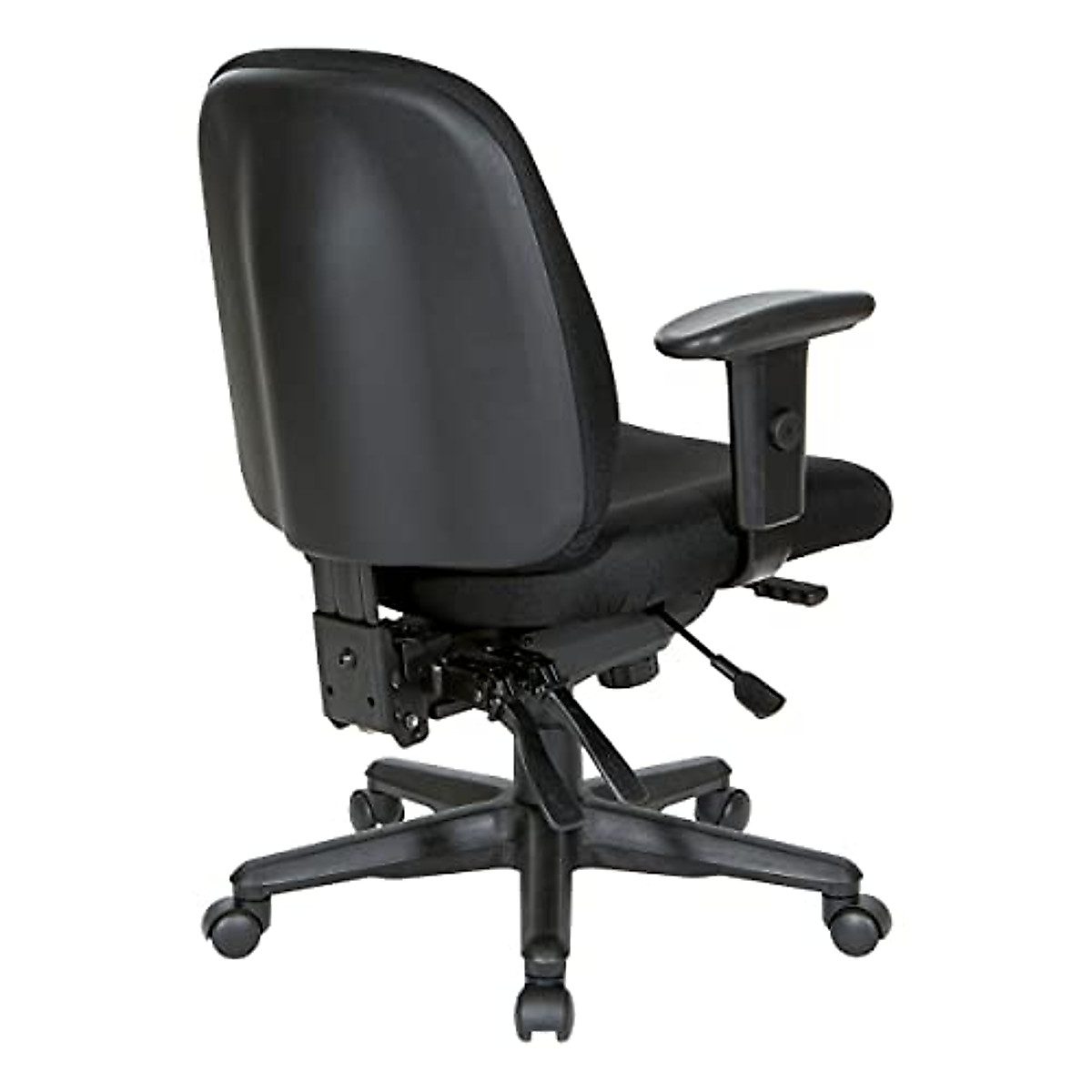 Office Star Ergonomic Mid Back Office Desk Chair with Adjustable Height, Tilt, and Padded Arm Rests, Icon Black Fabric