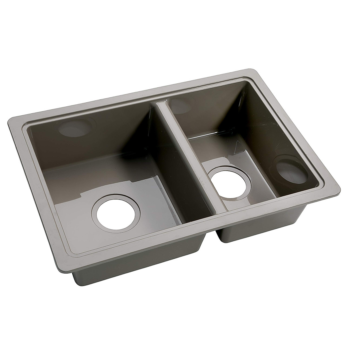 CECIPA RV Double Kitchen Galley Sink - 25" x 17" x 6.6" Stainless Steel Color ABS Plastic for 5th Wheel, Travel Trailer, Camper
