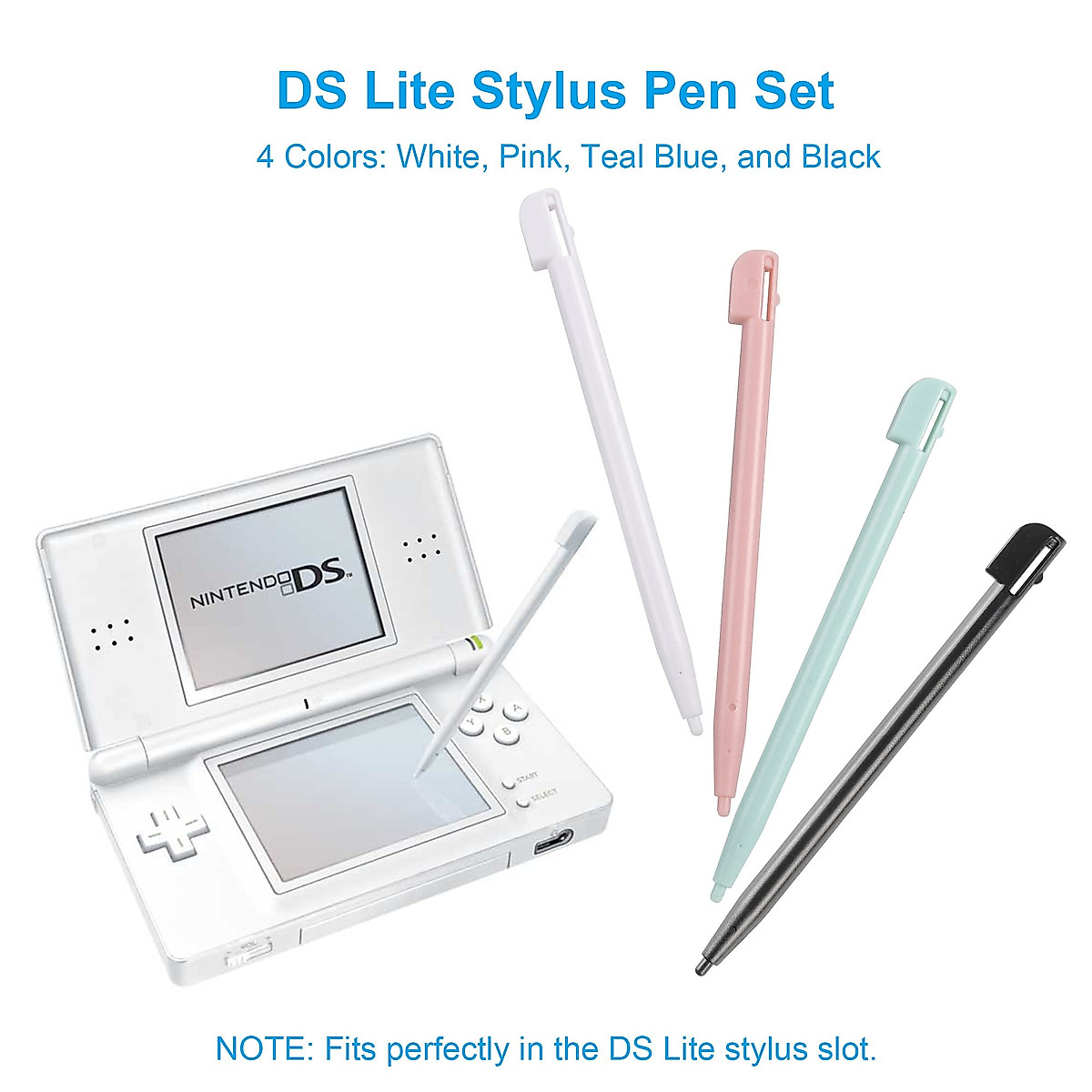 DS Lite Charger Kit, AC Power Adapter Charger and 4 Stylus Pen Compatible with Nintendo DS Lite, Wall Travel Charger Replacement for DS Lite(100-240v)