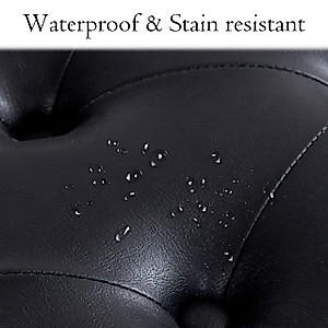 HUIMO Entryway Bench, Black Leather, Solid Wood, Durable and Wear-Resistant