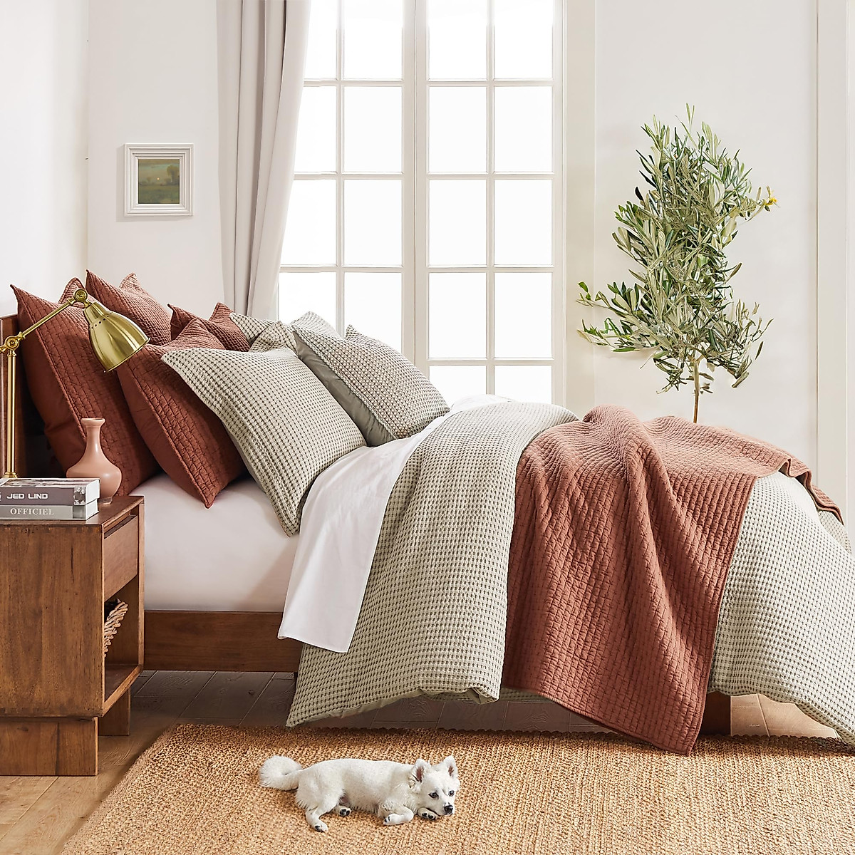 Levtex Home - Cloud Waffle Duvet Cover Set - King Duvet Cover + Two King Pillow Cases - Waffle Weave - Taupe - Duvet Cover (106 x 94in.) and Pillow Case (36 x 20in.) - Cotton