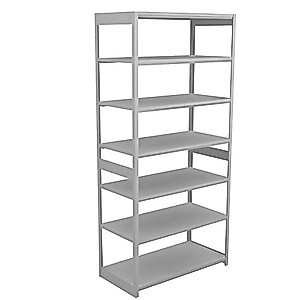 Aurora Quik-Lok Shelving [ Adjustable, Easy-to-Assemble Open Shelving ] Starter Unit | 6 Openings | 76" Tall | 18" Deep | Gray Mist
