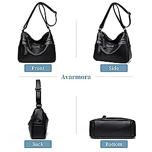 PU Leather Cross Body Purses for Women Medium Size, Ladies Woven Crossbody Bag Purse with Multi Pockets and Adjustable Wide Strap