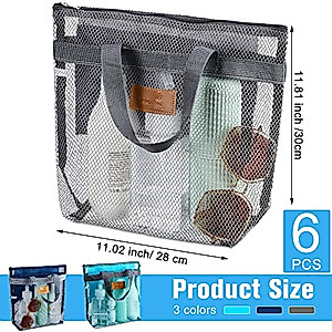 Tudomro Mesh Shower Tote Bag Caddy Quick Dry Hanging Shower for College Dorm Room Essential Large Beach Travel Games Sports Bathroom Gym Swimming (6 Pcs)