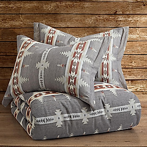 Levtex Home - Corrales Duvet Cover Set - King Duvet Cover + Two King Pillow Shams - Aztec - Grey, Brick Red, Cream and Taupe - Duvet Cover (106 x 94in.) and Pillow Shams (36 x 20in.) - Cotton