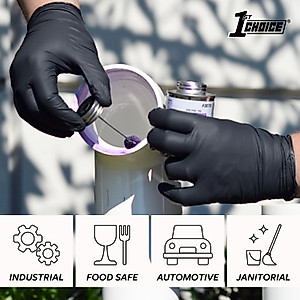 1st Choice Black Gloves Disposable Latex Free - Nitrile Gloves Large Black Nitrile Gloves for Cooking - 6 mil, Box of 100