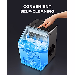 Silonn Ice Makers Countertop, 44lbs Per Day, 2 Ways to Add Water, Auto Self-Cleaning, Stainless Steel Ice Machine for Home Office Bar Party