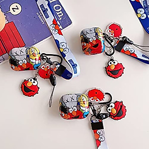 WAGDOD Fancy Funny Personalised and Unique IMD Process TPU Soft AirPod Case, with Lanyard Keychain AirPod 1/2 Case Cover