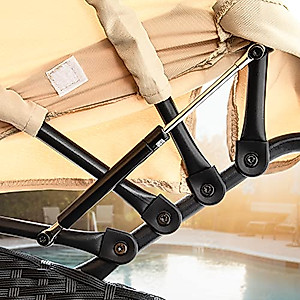 YITAHOME Patio Round Outdoor Daybed with Retractable Canopy Rattan Wicker Clamshell Furniture Seating with Soft Cushions for Backyard Porch Poolside (Beige)