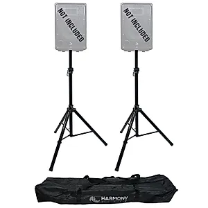 Harmony Audio HA-DSBG Pro Audio DJ (2) Portable Tripod Speaker Stand Pair & Transport Bag
