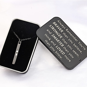 WSNANG Depression Awareness Necklace Depression Relief Gift Anxiety Suicide Awareness Mental Health Inspirational Gift Semicolon Bar Necklace (black nc-box)