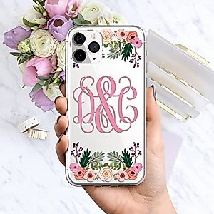 Case Charming Monogram Case for iPhone 14 Pro Max 13 mini 12 11 Xr Xs X 10s 10r 10 8 Plus 7 Se Personalized Custom Initials Clear Transparent See Through Rubber Cover