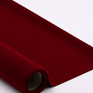 Self Adhesive Velvet Fabric StickyFelt Sheets ，Jewelry， Drawer Liners Craft Fabric Peel and Stick Paper 17.78 x 199.78 cm(Red)