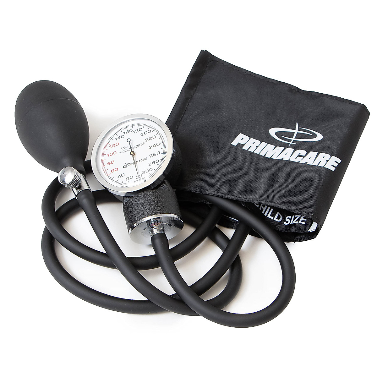 Primacare DS-9191 Pediatric Size Aneroid Sphygmomanometer Manual Blood Pressure Monitor Kit, BP Cuff with Latex Free Inflation System, Waterproof and Portable Nylon Carry Case