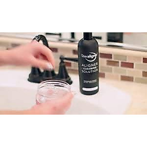 Steraligner® Aligner Tray Cleaning Solution | 16oz Bottle with Marked Cleaning Tray | Improves Dental Hygiene, Reduces Tartar, Removes Plaque | Healthier Teeth and Gums