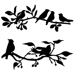 Hotop 2 Pcs Metal Bird Wall Art Birds on The Branch Wall Decor Leaves with Birds Metal Sculpture Bird Silhouette Metal Ornament Branch Wall Hanging Sign for Balcony Garden Home Decor(Classic Style)