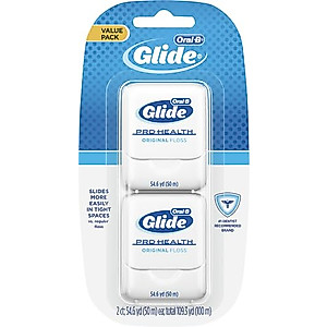 Oral-B Glide Pro-Health Original Dental Floss, Smooth, Strong, Shred Resistant, Value 2 Pack (50m)