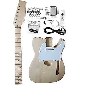 HENGYEE DIY Electric Guitar Kits 6 String Right Handed with Basswood Body maple neck & Rosewood fingerboard Chrome Hardware Build Your Own Guitar