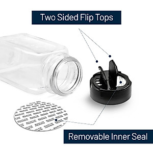 RoyalHouse 6 Pack 9.5 Oz Plastic Spice Jars with Black Cap, Clear and Safe Plastic Bottle Containers with Shaker Lids for Storing Spice, Herbs and Seasoning Powders, BPA Free, Made in USA