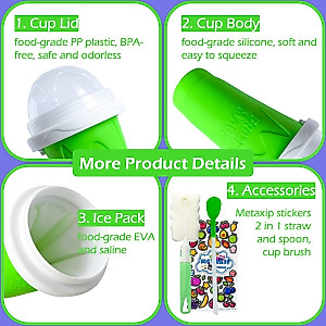 METAXIP Slushies Cup, Slushy Maker Cup, Smoothie Cup, Ice Maker Slushy Machine for Home and Kids, Freezer Cups for Smoothies Cooling and Frozen Magic Cups, Turn Drinks Beverages into Smoothies Quickly