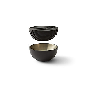 Rabbit 2-in-1 Strainer & Jigger, Silicone & Stainless Steel Cocktail Strainer and Jigger, Nest Together for Compact Storage, Black/Stainless