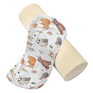 Vnurnrn Cute Forest Animal Neck Support Pillow Round Neck Roll Bolster Cylinder Pillow Cervical Pillows Arm Pillow for Leg Knee Back Head Support for Gifts Camp Study Work
