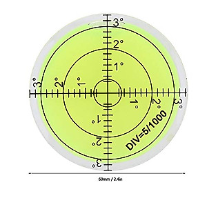 Level Bubble, 60mm Diameter High Precision Bullseye Bubble Spirit Level Horizontal Bubble Cardan Level with Scale for Tripod, Phonograph, Turntable