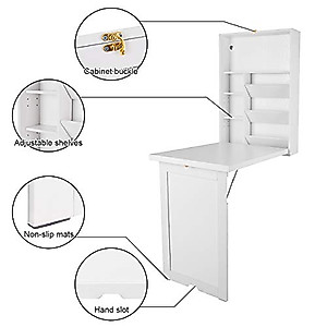 Casart Multi-Function Computer Desk, Wall Mounted Fold Out Table, Convertible Desk Writing Desk for Home and Office