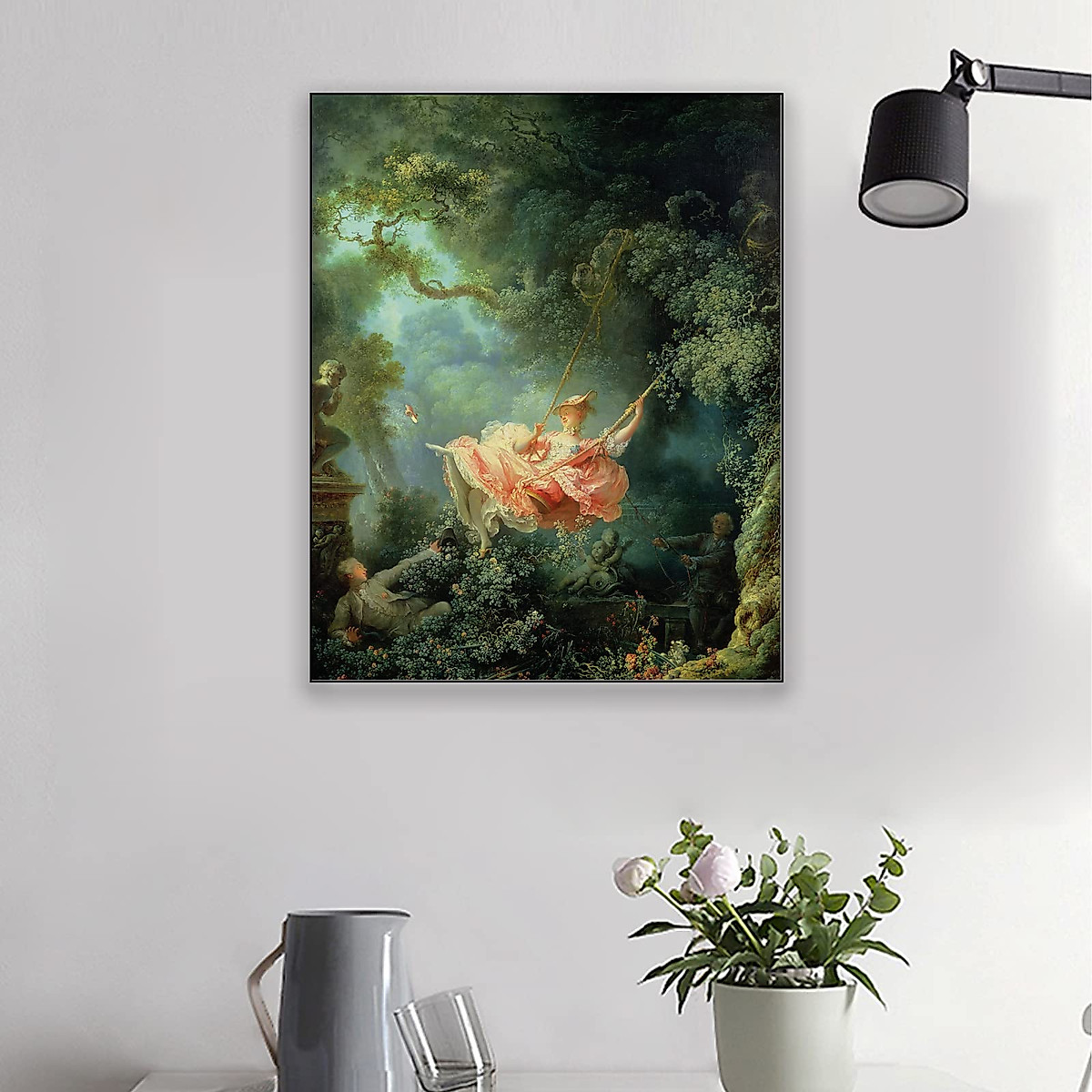 ZZPT Jean Honore Fragonard The Swing Prints - Fine Art Poster - Classicism Oil Painting Vintage Canvas Wall Art Landscape for Living Room Bedroom Home Decor Unframed (12x15in/30x38cm)