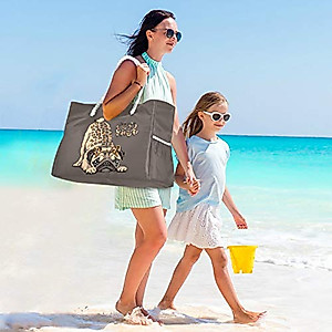 ALAZA Large Travel Beach Tote, Cute Pug Dog with Quote Polyester Handbag Gym Shoulder Bags with Cotton Rope