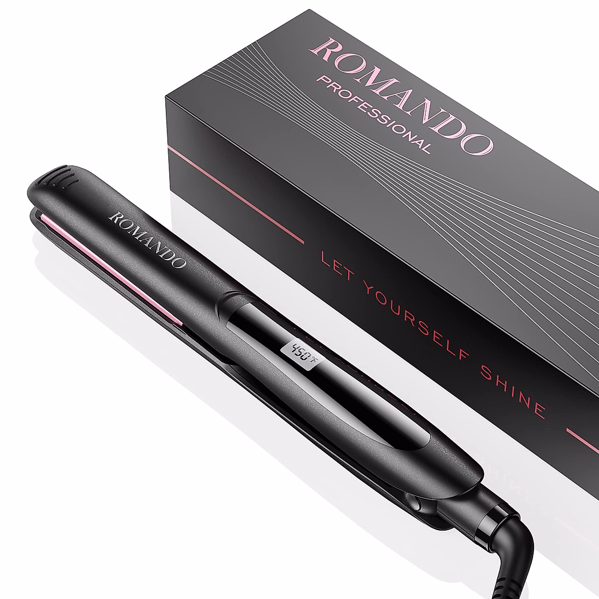 Professional Hair Straightener, Dual Voltage Ceramic Flat Iron for Hair