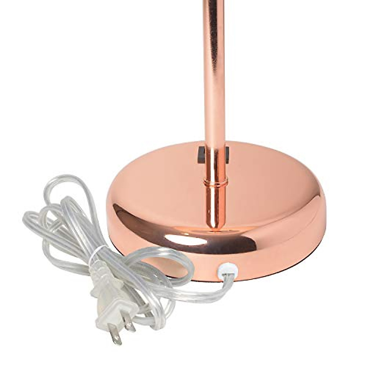 Limelights LC2002-RGD-2PK Rose Gold Stick Lamp with USB Charging Port and White Fabric Shade 2 Pack Table Desk Lamp Set