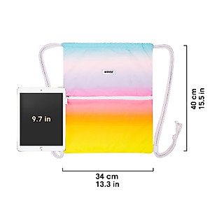 WANDF Drawstring Backpack String Bag Sackpack Cinch Water Resistant Nylon for Gym Shopping Sport Yoga (Rain bow)