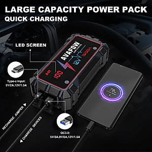 AVAPOW A07 Jump Starter 1500A with AVAPOW Wall Charger 18w for Jump Starter Charging or Phone Charging