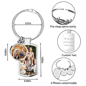 BEXOA EDC Custom Keychain with Picture - Personalized Photo Engrave Text Keychains for Women Men Boyfriend Mother's Day Gifts