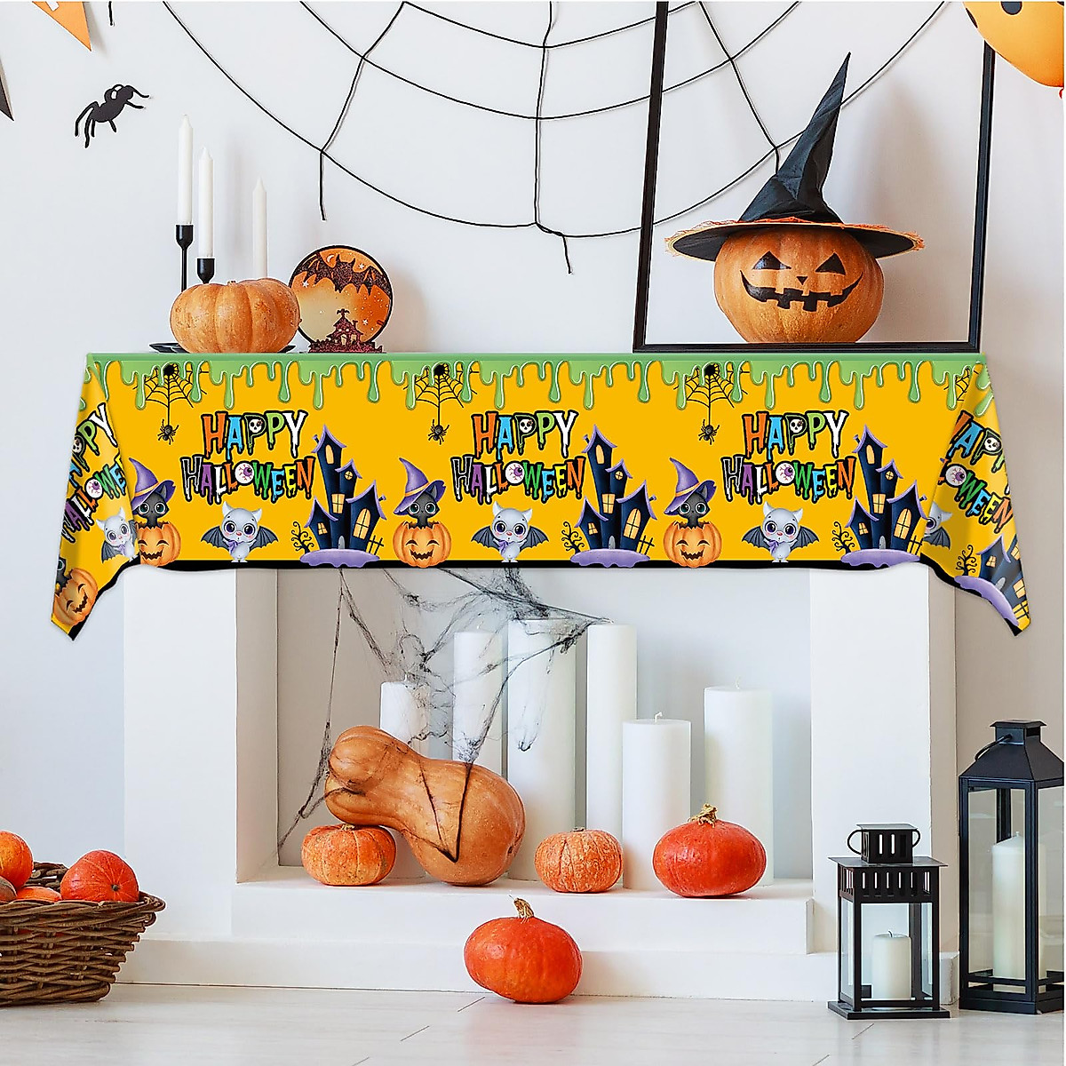 ceiba tree Halloween Tablecloth Plastic Disposable Table Cover Table Cloth 3 Packs Rectangle 54X108 Inch Halloween Party Supplies Table Decorations Decor Trick or Treat