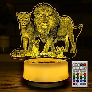 HYODREAM Lion Night Light for Kids, Lion Decor Lamp & 16 Color Change with Timer, Remote Control & Touch, as Girls Boys Birthday & Christmas Gifts for Kids Room Decor or Bedside Lamp