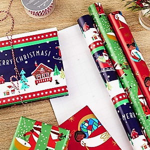 Hallmark Tri Pack IOP Mahogany Roll Wrap, Pack of 3, Jazzy Santa, 3 Pack